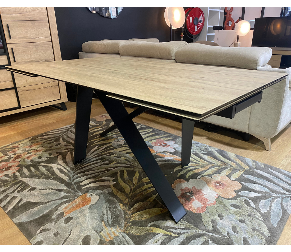 Table Salle à Manger Extensible "Nathalie" | Plateau Céramique Bois | - Souffle D'intérieur