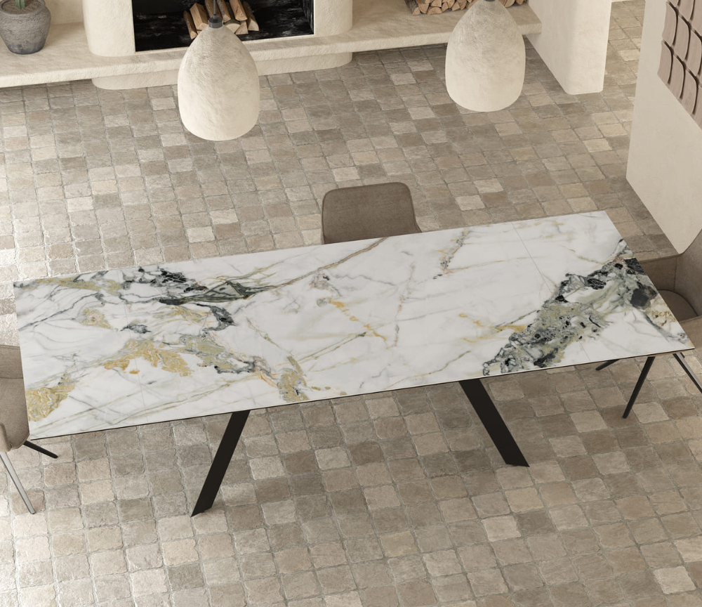Table céramique extensible calacatta rectangulaire | Achat en ligne ...